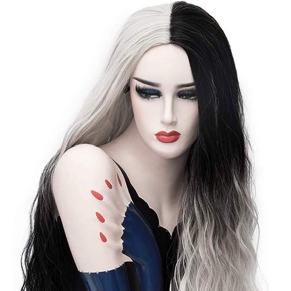 Accessories | 32 Black Silverish Grey Split Dye Bang Wig | Poshmark